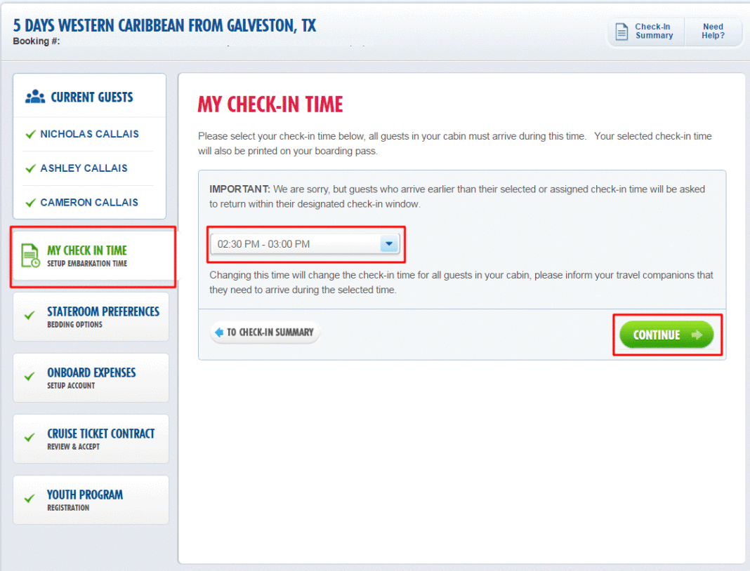 How to Select (or Change) Your Check-In Time For a Carnival Cruise ...