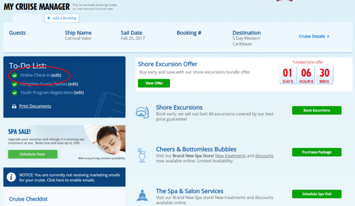 How to Select (or Change) Your Check-In Time For a Carnival Cruise ...
