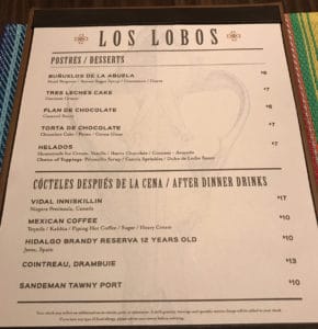 Los Lobos Full Menu with Prices (Norwegian Specialty Restaurant ...