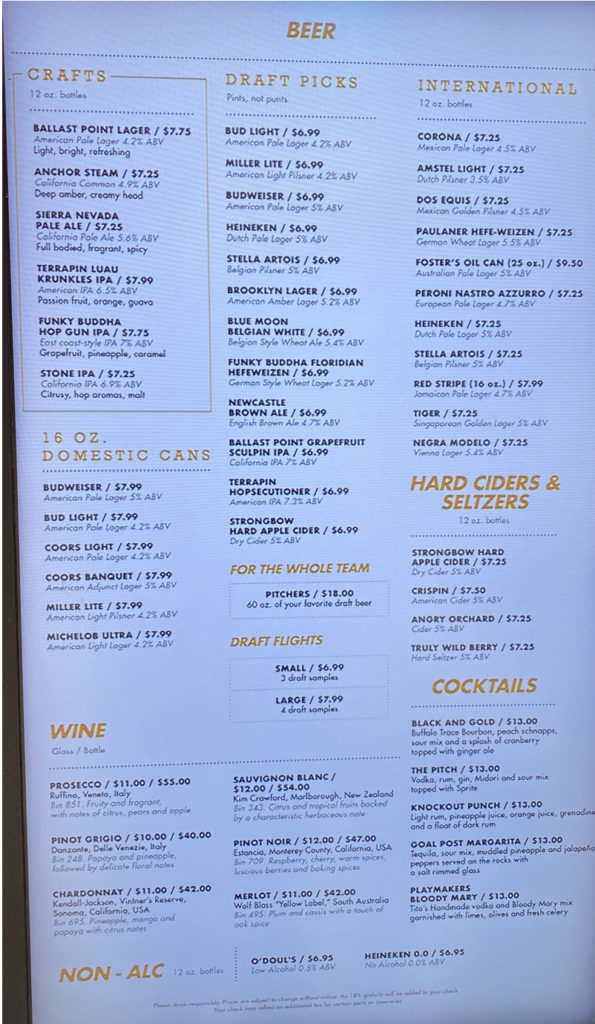 Playmakers (Royal Caribbean Sports Bar): Menu, Prices and Details ...